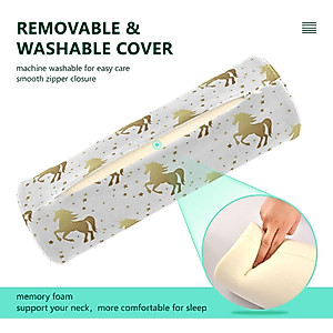 ZRWLUCKY Gold s Star Bolster Pillow for Couch Neck Roll Pillow Covers Decorative Round Pillows for Sleeping Cylinder Cushion Knee Support Pillow