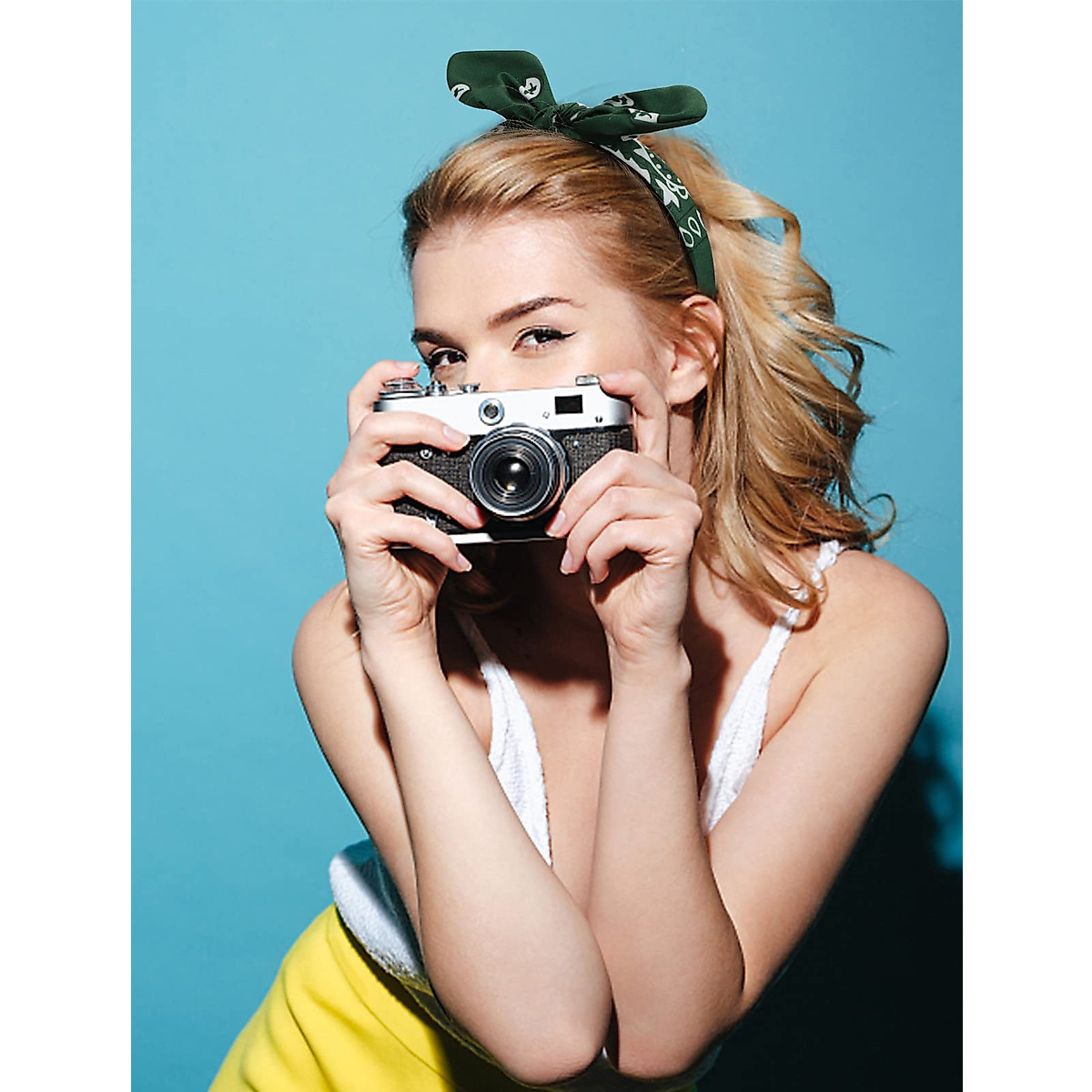 Jaciya Bow Bandana Headbands for Women Non Slip Fashion Knotted Thin Headband with Bow Cute Top Knot Hair Bands Girls Bunny Ears Headband Hair Accessories