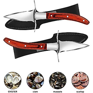 2 Pcs Oyster Shucking Knife, Level 5 Protection Oyster Shucking Gloves, Oyster Shucking Kits with Lemon Squeezer, Seafood Opener Kit Tools Gift