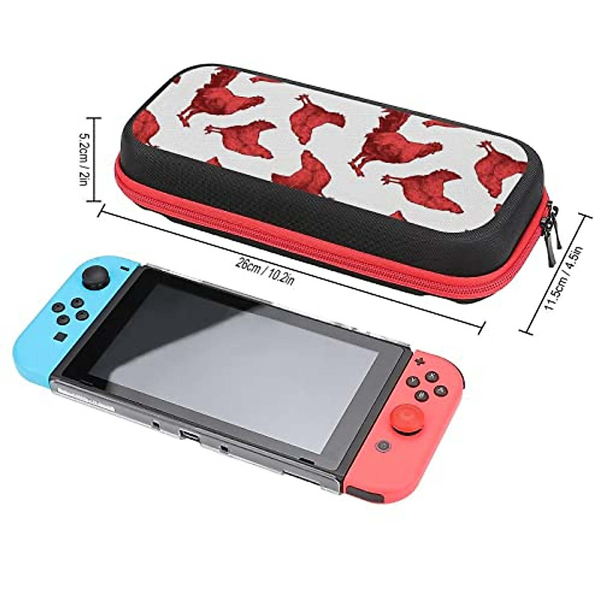 Red Hens and Cock Portable Travel Carry Case Hard Shell Pouch with Pockets Storage Bag for Switch Console Game and Slots Cards Accessories