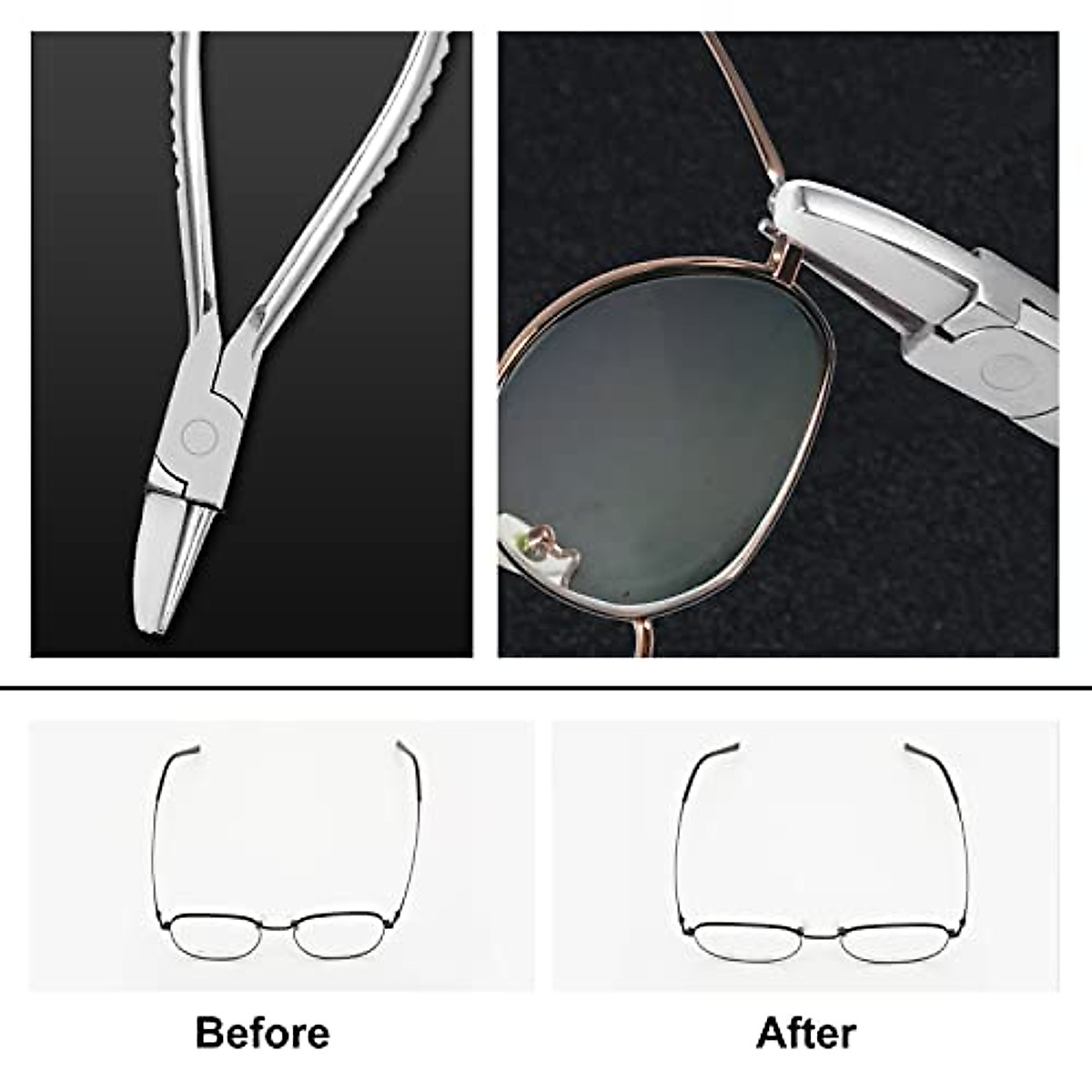 SPEEDWOX Eyeglasses Frame Pliers 6 Inches Round Nose Nylon Jaw and Flat Nose Adjusting Eyeglass Arms Frame Plier 2 Pieces Set Glasses Repair Assembling Tools Glasses Nose Pads Arm Pliers