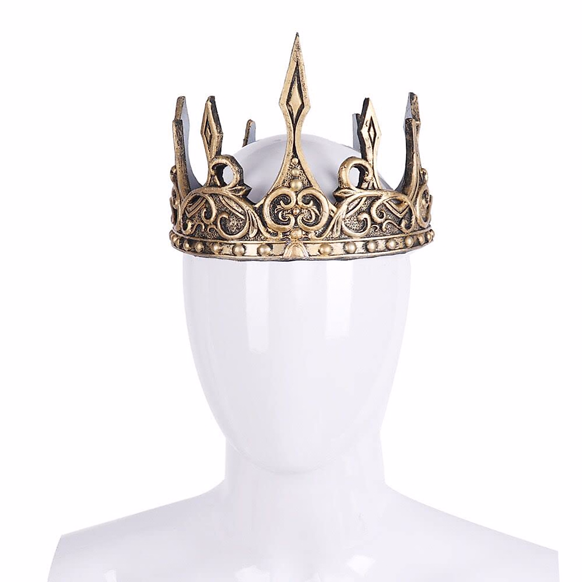 Liatunou Regal King's Crown,Adjustable Royal Crown Prince Tiara,Medieval King Costume Accessories Halloween Cosplay for Adult (Gold)