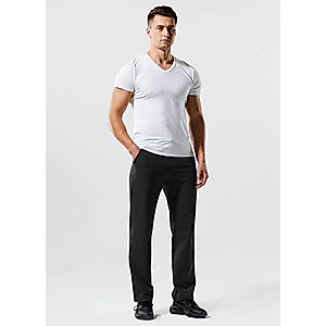 Willit Men's Fleece Lined Sweatpants Winter Thermal Athletic Pants Water Resistant Open Bottom Warm Pants Black L