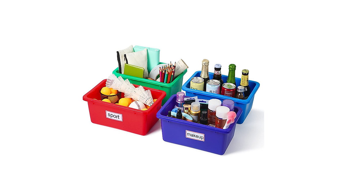 Outus 24 Pack Colorful Book Bins for Kids Storage