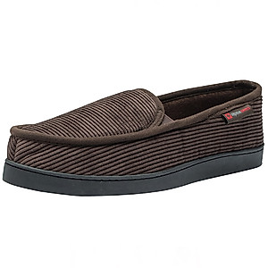 Alpine Swiss Steve Mens Wide Moccasin Slippers Memory Foam Slip On Indoor House Shoes Brown 16 W US