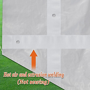 Strong Camel 10 x 20 Carport Canopy Replacement Cover Valance Canopy Replacements Top with Ball Bungees White (Only Cover, Frame is not Included)