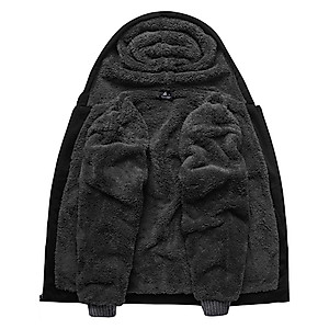 SCODI Hoodies for Men Heavyweight Fleece Sweatshirt - Full Zip Up Thick Sherpa Lined Hooded Jacket Black Middle gray 2XL