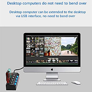 Lysee USB Cables - USB Hub 2.0 Multi USB 2.0 Hub High Speed LED 4 / 7 Ports USB Splitter for PC Computer Accessories Laptop with ON/of - (Color: Red, Length: SATNGARD)