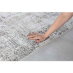 Glory Rugs Modern Abstract Area Rug 8x10 Cream Gold Faded Large Rugs Living Room Bedroom Home and Office