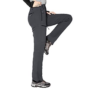 Cycorld Women's-Softshell-Ski-Snow-Pants,Fleece-Lined Winter-Hiking-Cargo-Pants, Work Outdoor Snowboarding Pants(Grey,XX-Large)