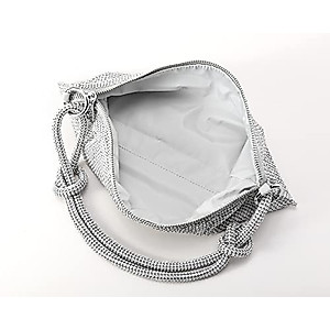 Chanrekenti Rhinestone Purse Sparkly purse for Women Silver Purse Evening Purse Rhinestones Handbags for Party Wedding (Siliver-3mm)