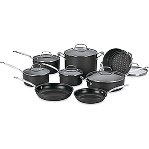 Cuisinart 14-Piece Cookware Set, Chef's Classic NonStick Hard Anodized, Gray, 66-14N