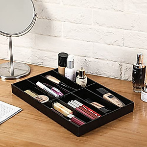MyGift Premium Black Acrylic Tabletop Sunglasses and Eye Glasses Storage Display Case Tray with 8 Compartment Slots