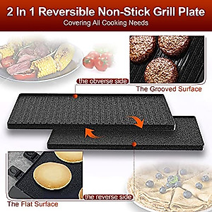 OMAIGA Raclette Table Grill, Korean BBQ Grill Raclette Grill with 8 Paddles & 8 Spatulas, Electric Indoor Grill with Reversible 2-in-1 Non-Stick Grill Plate, Temperature Control & Dishwasher Safe, 1400W