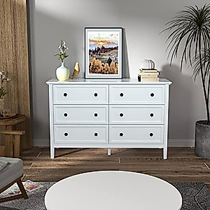 CARPETNAL White Dresser, Modern Dresser for Bedroom, 6 Drawer Double Dresser with Metal Handles, Dresser for Hallway, Entryway