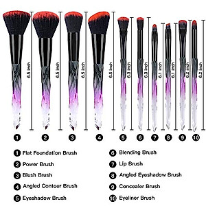 Beautiful Makeup Brushes, Make Up Brushes Set Transparent Handle for Blush Foundation Eye Shadow Kabuki Concealer Cosmetic Brushes Kits Red Black Makeup Tools