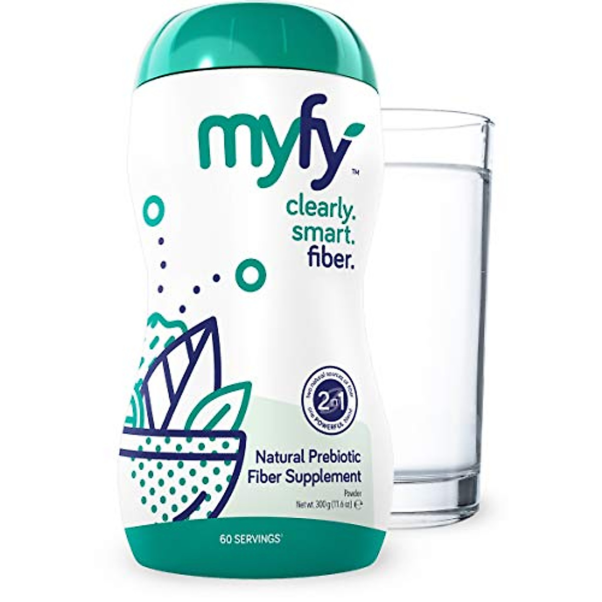 MyFy Natural Prebiotic Fiber Supplement Powder - Clear, Soluble, Daily Digestive Support for Gut Health & Regularity - Non-GMO, Taste-Free, Sugar-Free, Gluten-Free - 10.6oz (60 Servings)