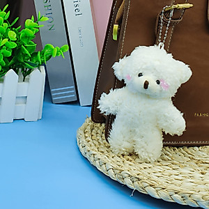 WEGUTATS 12 Pack Mini White Teddy Bears , 4.7 inch Tiny Soft Stuffed Teddy Bear, Mini Plush Bears Bulk for Birthday Table Decor Centerpiece Bag Fillers Party Favors DIY Keychain Crafts, WE