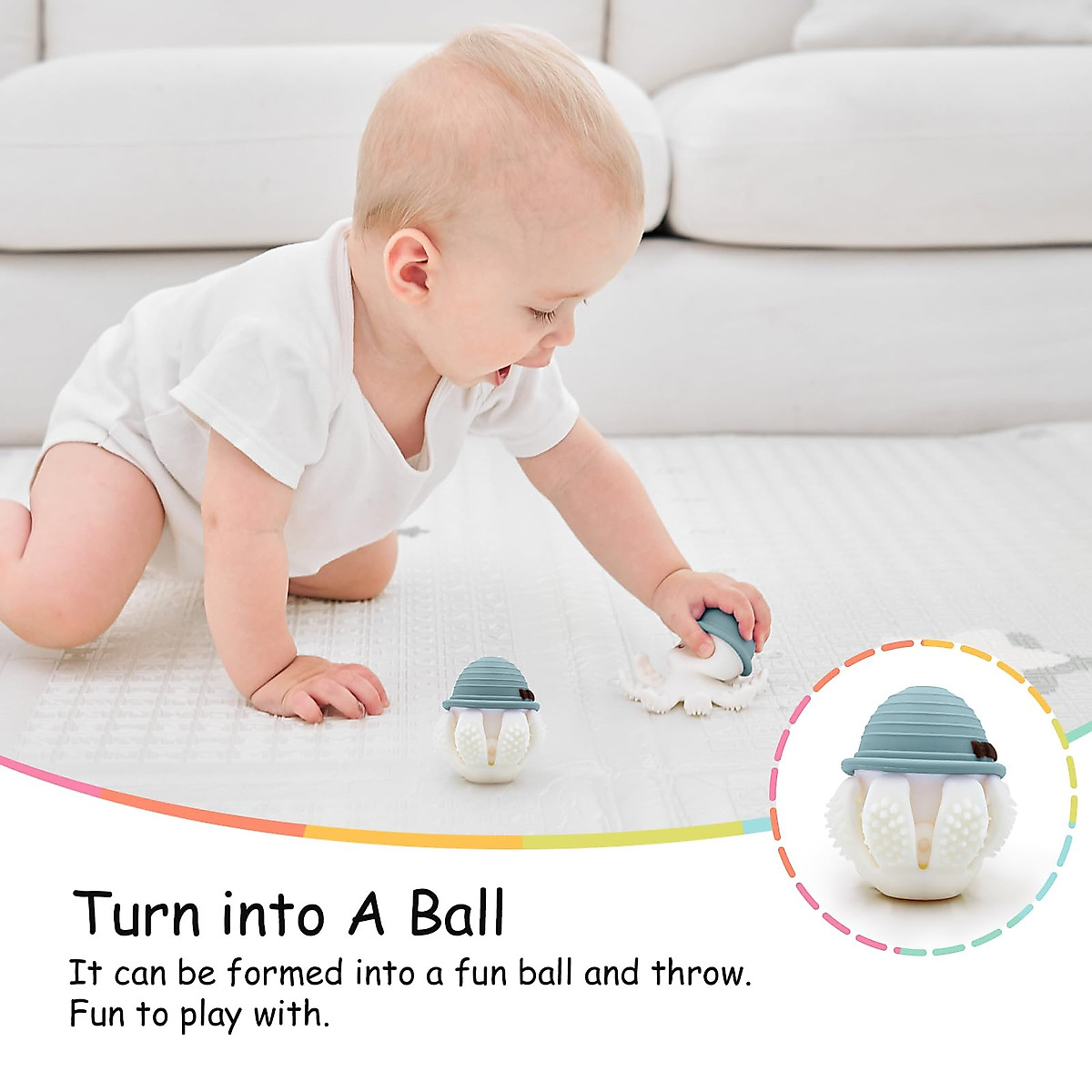 Baby Teether Teething Toys for Babies 3-12 Months, Fun Baby Teething Toys for Infant 12-18 Months, Mombella Octopus Teethers 6 Month Old, Silicone Comfort Chewing Toy for Kids, Iron Green