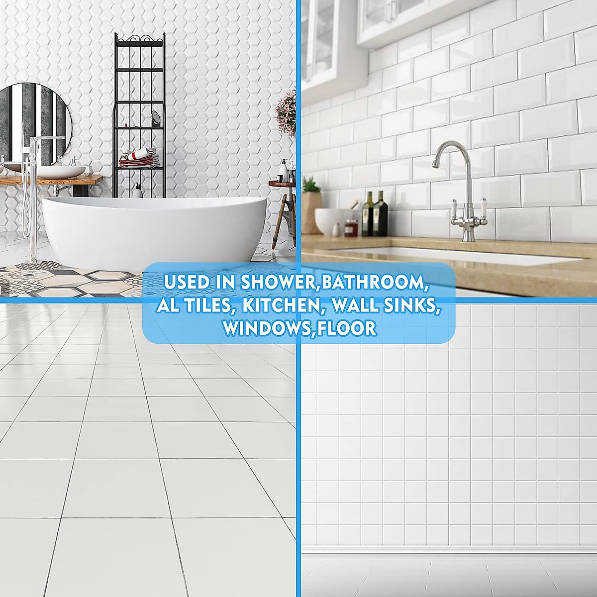 Mallbaola Grout Repair Kit, 2 Pack White Grout Filler Tubes, Grout Sealer Bathroom Shower Kitchen Floor Tile, Fast Drying Tile Grout Paint, Restore and Renew Tile Joints Line, Gaps, Replace Grout Pen