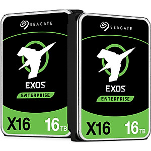 Seagate 16TB HDD Exos X16 7200 RPM 512e/4Kn SATA 6Gb/s 256MB Cache 3.5-Inch Enterprise Hard Drive (ST16000NM001G) 2 Pack (Renewed)