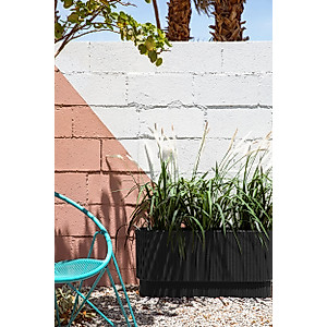 Veradek Demi Series Long Planter for Porch, Patio, Backyard | Durable Plastic-Concrete Material | Modern Décor for Shrubs, Flowers