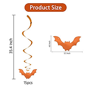 BEISHIDA Happy Halloween Hanging Swirls Halloween Decorations Black Bats Hanging Halloween Party Supplies Horror Party Decorations Pack of 15