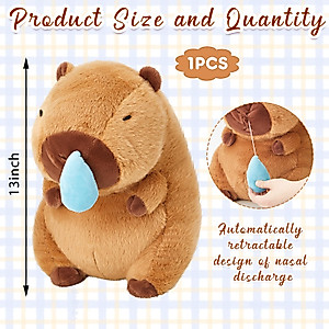 Simgoing 13 Inch Capybara Stuffed Animals Capybara Plush Toy Capybara Plushie Soft and Comfortable Brown Capybara Doll Pillow for Girls and Boys, Home Decoration, Birthday Gift (Orange)(Snot)
