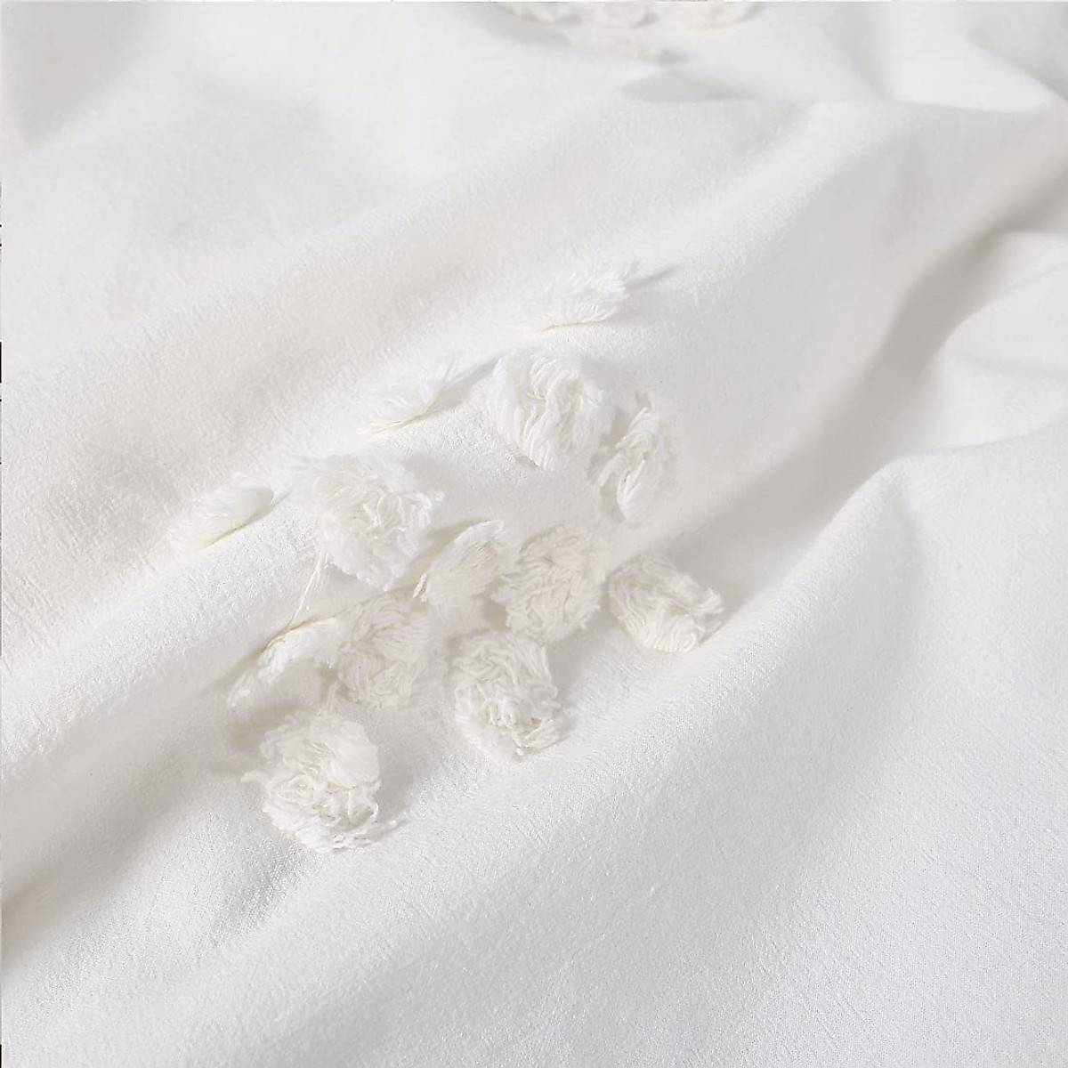 YINFUNG Textured Duvet Cover Tufted Ivory Boho Cotton Queen Cream Off White Textured Diamond Moroccan Clipped Boho Chic Geo 3 Piece Bedding Set Bohemian 90x90 Quilt Cover