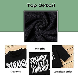 Toddler Baby Boy Clothes Long Sleeve Funny Letter Sweatshirt Top + Camouflage Pants Outfit Set (A-Black, 3-4T)