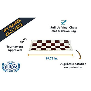 WE Games Travel Tournament Chess Set with Brown Canvas Bag - 3.75 Inch King