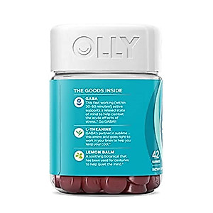 OLLY Goodbye Stress Gummy, GABA, L-Theanine, Lemon Balm, Stress Relief Supplement, Berry - 42 Count