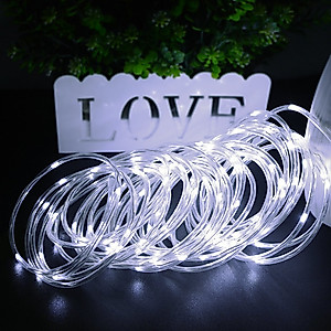 Lalapao Rope Lights 2 Pack Solar Powered Xmas String Lights 120 LED Christmas Fairy Decor Lighting with 8 Modes for Outdoor Indoor Tree Garden Patio Lawn Holiday Bedroom Wedding Waterproof (White)