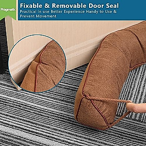 Anze Door Draft Stopper for Bottom of Door 36 inch Weighted Triangle Under Door Cold Air Stoppers Weather Stripping Wind Noise Blocker Door Sweeps, Brown
