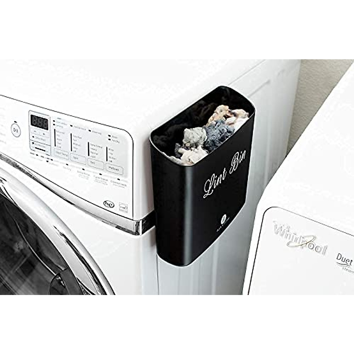 A.J.A. & MORE Lint Holder Bin and Dryer Sheet Dispenser Magnetic for Laundry Room Organization (Matte Black)