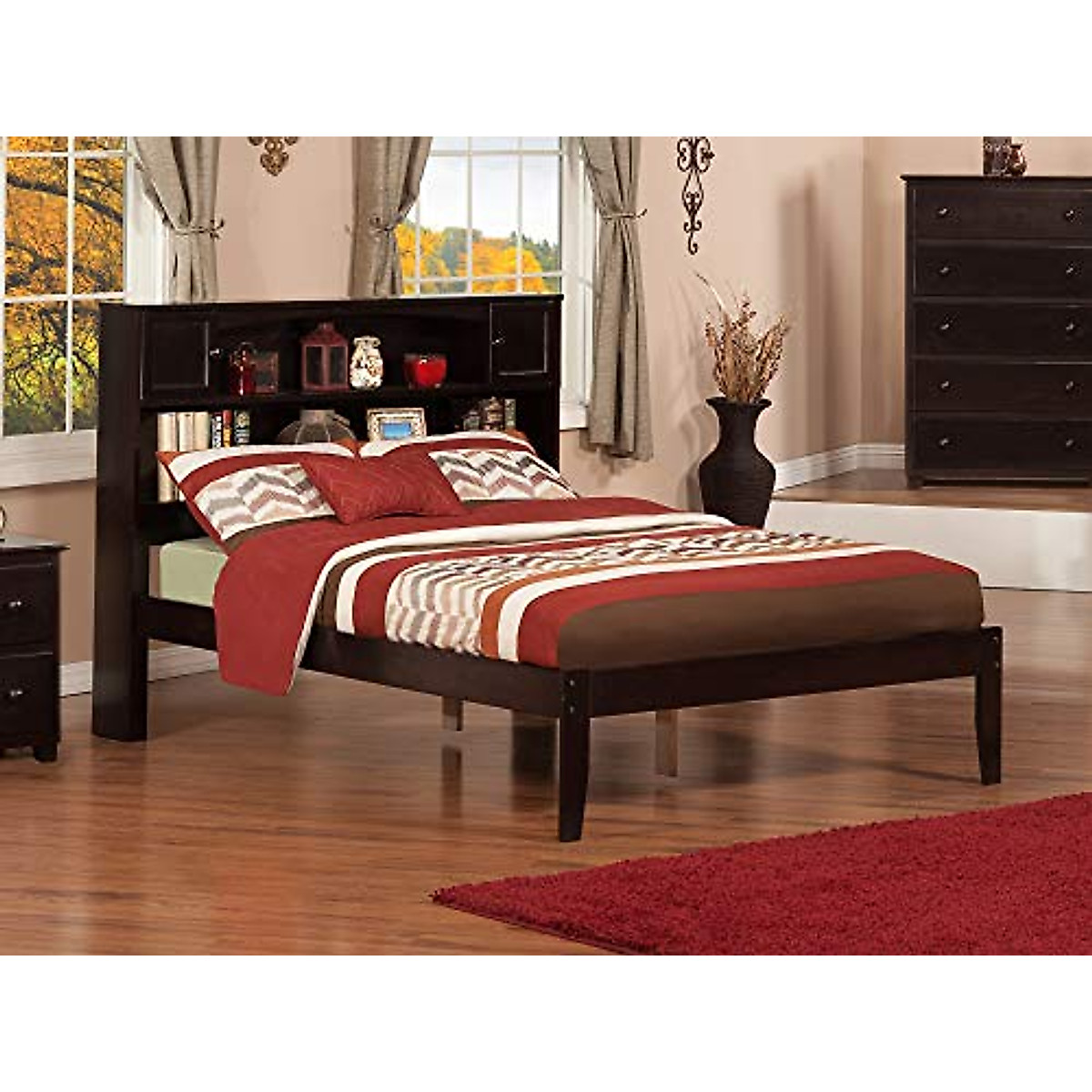 AFI Newport Full Platform Bed with Open Footboard and Turbo Charger in Espresso
