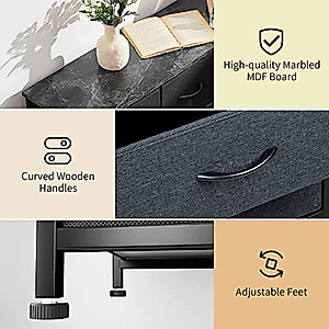 Bigroof 12-Drawer Dresser, Fabric Storage Tower, Storage Organizer Unit for Bedroom, Nursery, Entryway, Closets - Sturdy Steel Frame, Wood Marble Top & Easy Pull Fabric Bins