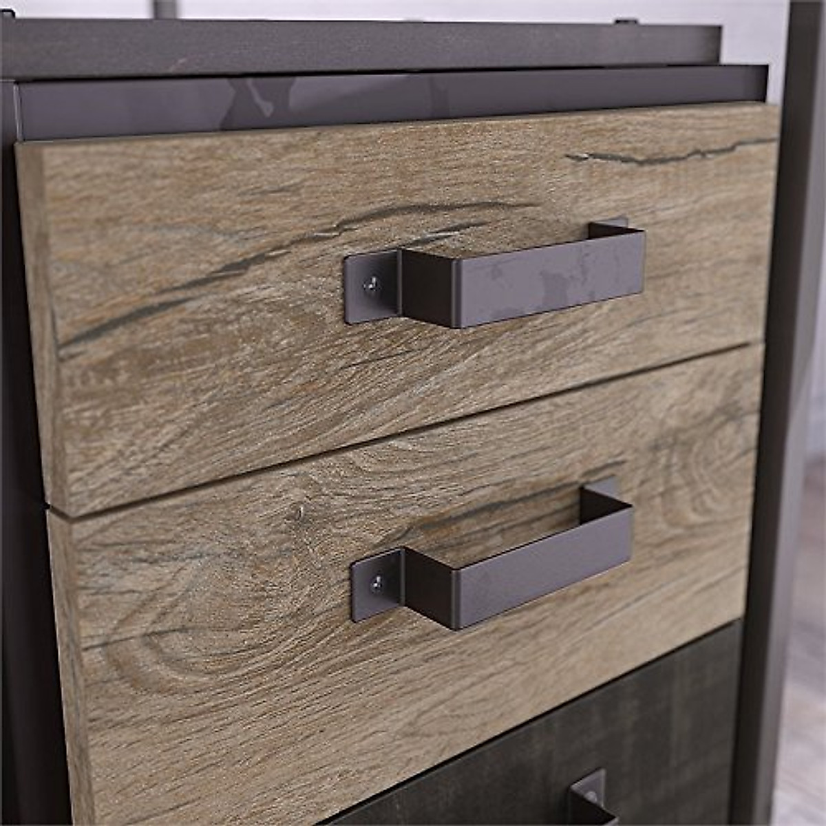 Bush Furniture Refinery 62W Industrial Desk with 3 Drawer Mobile File Cabinet in Rustic Gray