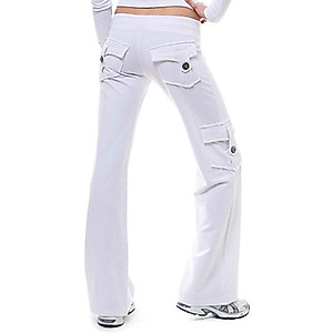 STYESH Todays Daily Deals Bootcut Yoga Pants Fashion Soft Cargo Pants Wide Leg Joggers Pants Loose Comfy Lounge Workout Sweatpants with Pocket White