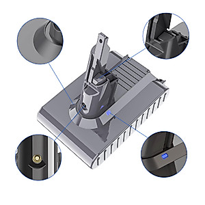 Upgraded 6.0Ah V7 SV11 Battery 229687 Replacement for Dyson V7 Animal/Trigger/Motorhead Pro/Car+Boat/SV11 V7 Battery Replacement Handheld Cordless Vacuum Cleaner 21.6v Li-ion 6 Cell 229687 Battery