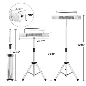 YOLENY 1500W Infrared Patio Heater Adjustable Tripod, Electric Patio Heater with Remote Control, Indoor & Outdoor Heater, Mount to Ceiling&Wall, for Porch, Balcony, Garage, Backyard
