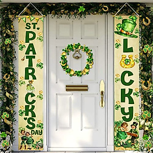 St. Patrick's Day Decorations Door Banner, Vintage St Patricks Day Banner Porch Sign, St Pattys Day Decorations Door Sign for St Patricks Door Decorations, St Patricks Banner for Indoor Outdoor