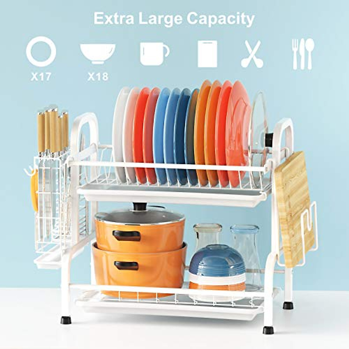 iSPECLE Dish Drying Rack and Sink Caddy, Stainless Steel Dish Rack and 3-in-1 Kitchen Sponge Holder, Bundle Sales, 2 Packs