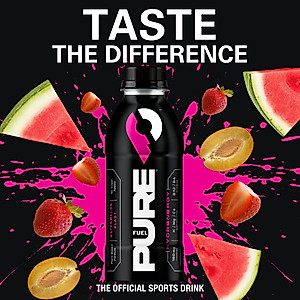 Pure Fuel All Natural Healthy Energy Drink Watermelon Blast – Plant-Based Sports Drink & Pre Workout – No Sucralose – 180mg Natural Caffeine – 12pk x 16.9 fl oz