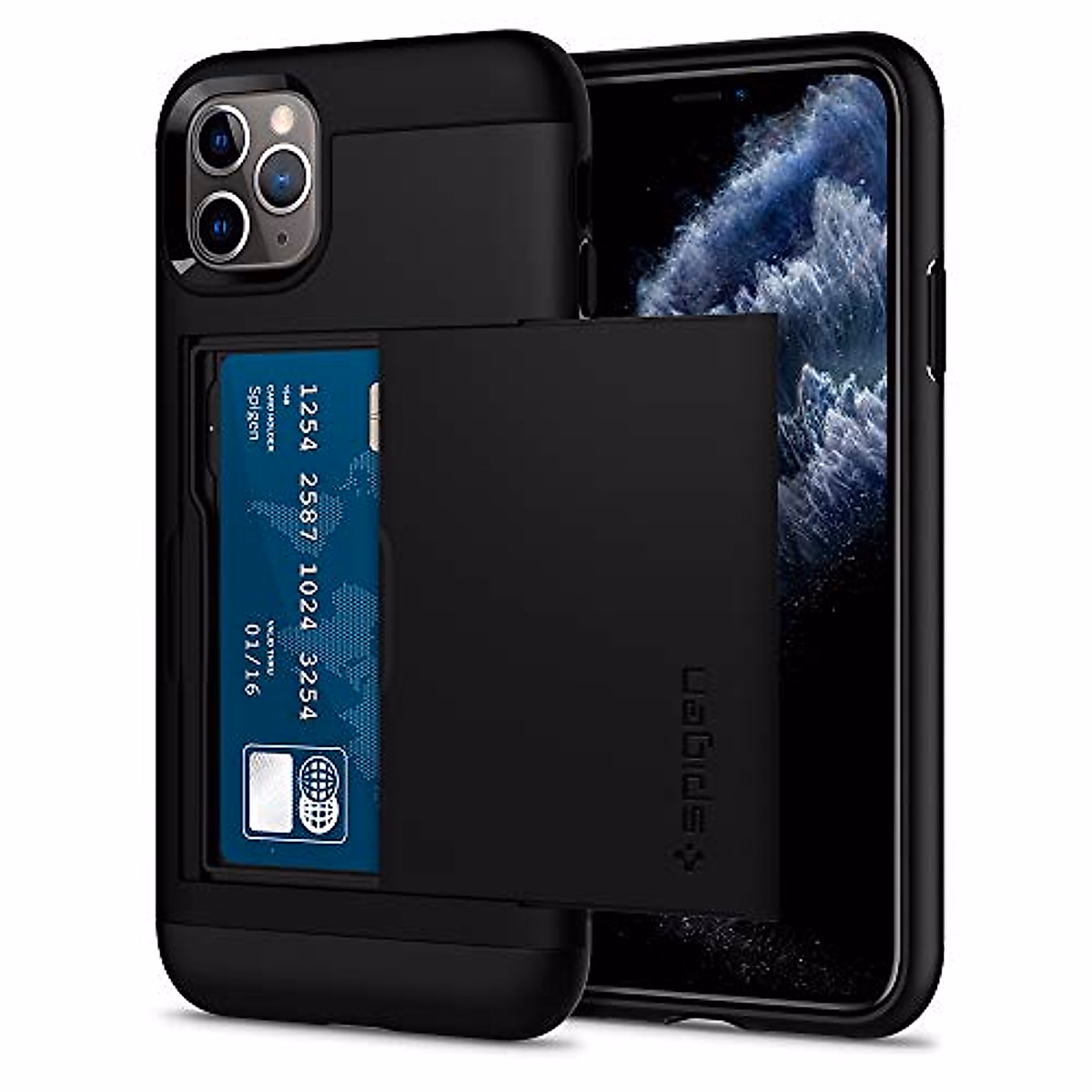 Spigen Slim Armor CS Compatible with iPhone 11 Pro Max Case, 2-Piece Card Slots TPU Mobile Phone Case for iPhone 11 Pro Max Case Black 075CS27139