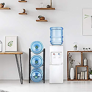 Vrisa Water Bottle Holder Water Cooler Jug Rack Water Bottle Storage Rack 5 Gallon Water Bottle Organizer for 3 Tiers Storage Heavy Duty Water Bottle Rack, Black