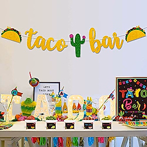 Kitticcino Taco Bar Decoration Kit - Banner Sign Tents Garland for Cinco De Mayo Mexican Fiesta Themed Party Bachelorette Bridal Shower, Housewarming