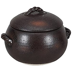 せともの本舗 Set of 10 Rice Pot, Black Round Rice Pot (Medium), 5 Cups (9.4 x 8.3 x 6.9 inches (24 x 21 x 17.5 cm)), Direct Fire, Restaurant, Commercial Use, Tableware