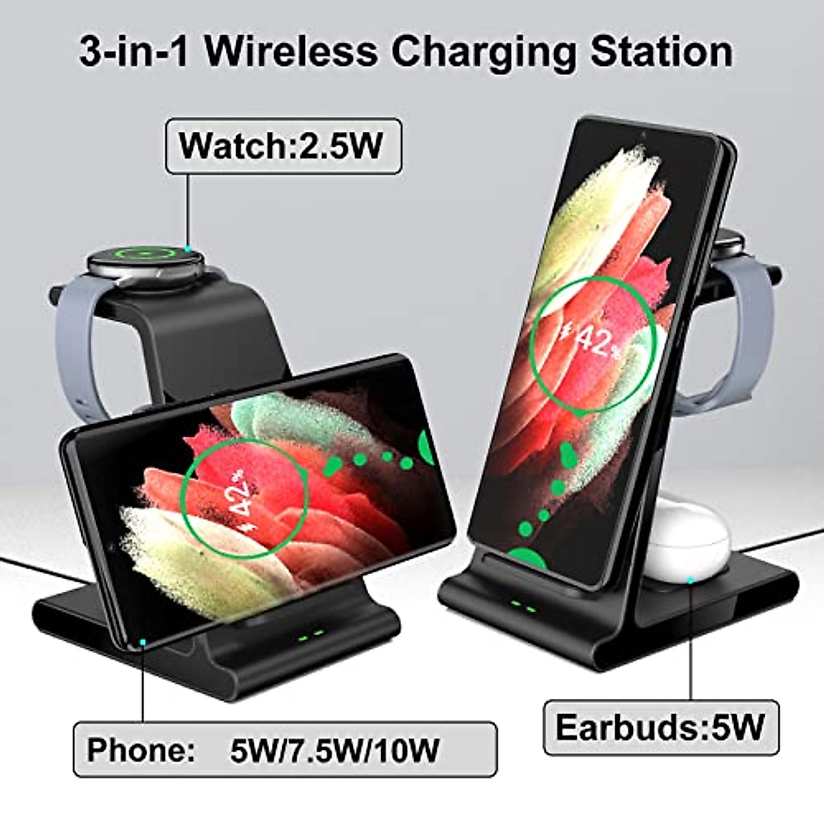 Lopnord for Samsung Wireless Charger, Wireless Charging Station for Samsung Galaxy S23 S22 Ultra/S22/S21/Z Fold 4, Watch Charger for Samsung Galaxy Watch 5 5 Pro 4 Active 2/Galaxy Buds 2Pro/Live