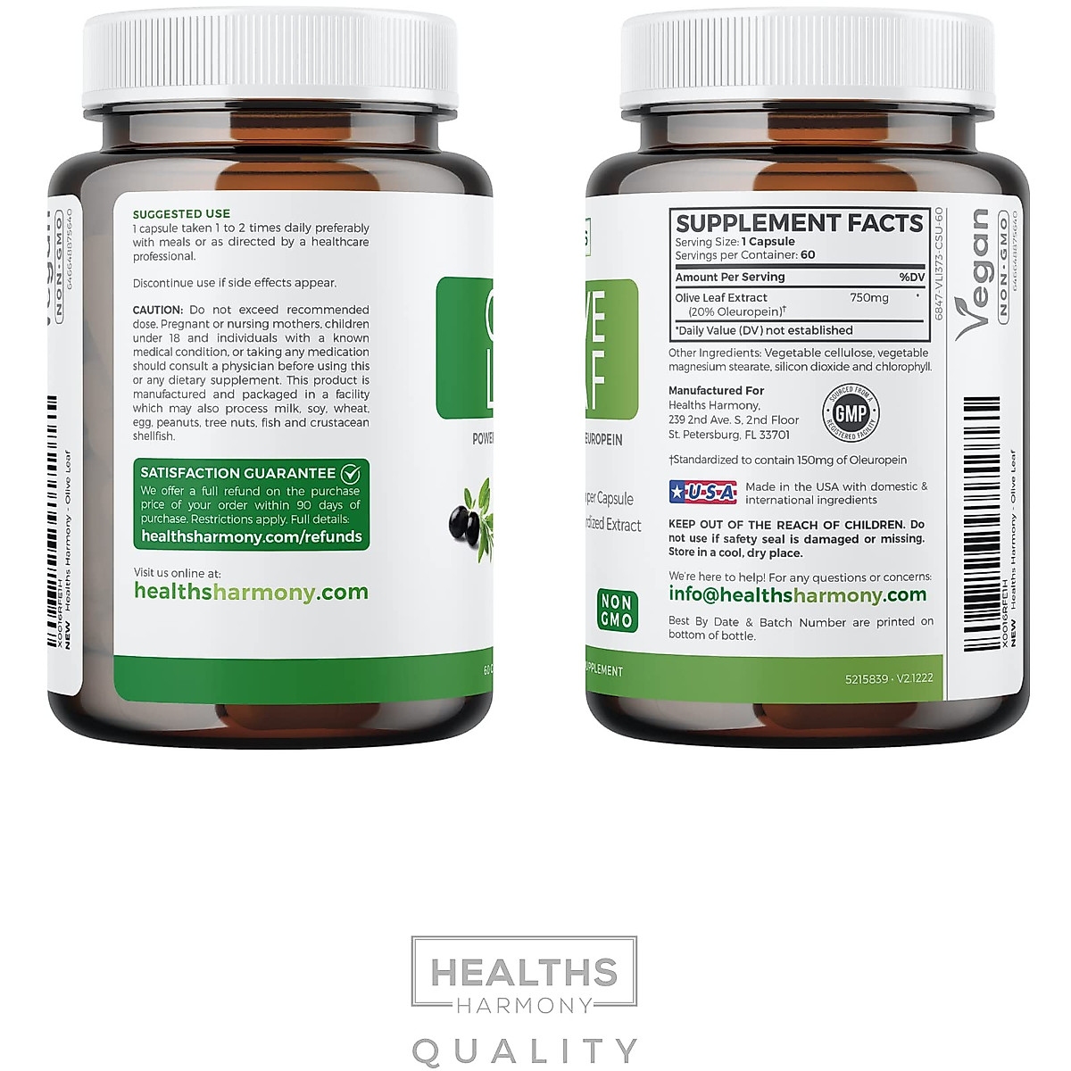 Olive Leaf Extract (Non-GMO) Super Strength: 20% Oleuropein - 750mg - Vegetarian - Immune Support Supplement, Skin Health, and Powerful Antioxidants Supplement - No Oil or Liquid - 60 Capsules